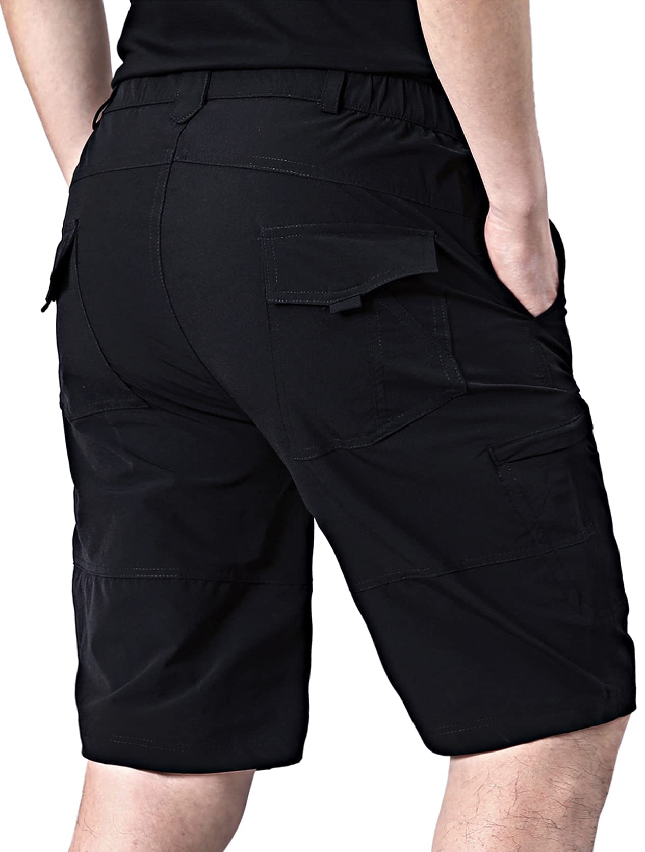 EXEKE Men's Lightweight Hiking Shorts Stretch Quick Dry Cargo Shorts with Multi Pocket 267-4XL/Black 38-39