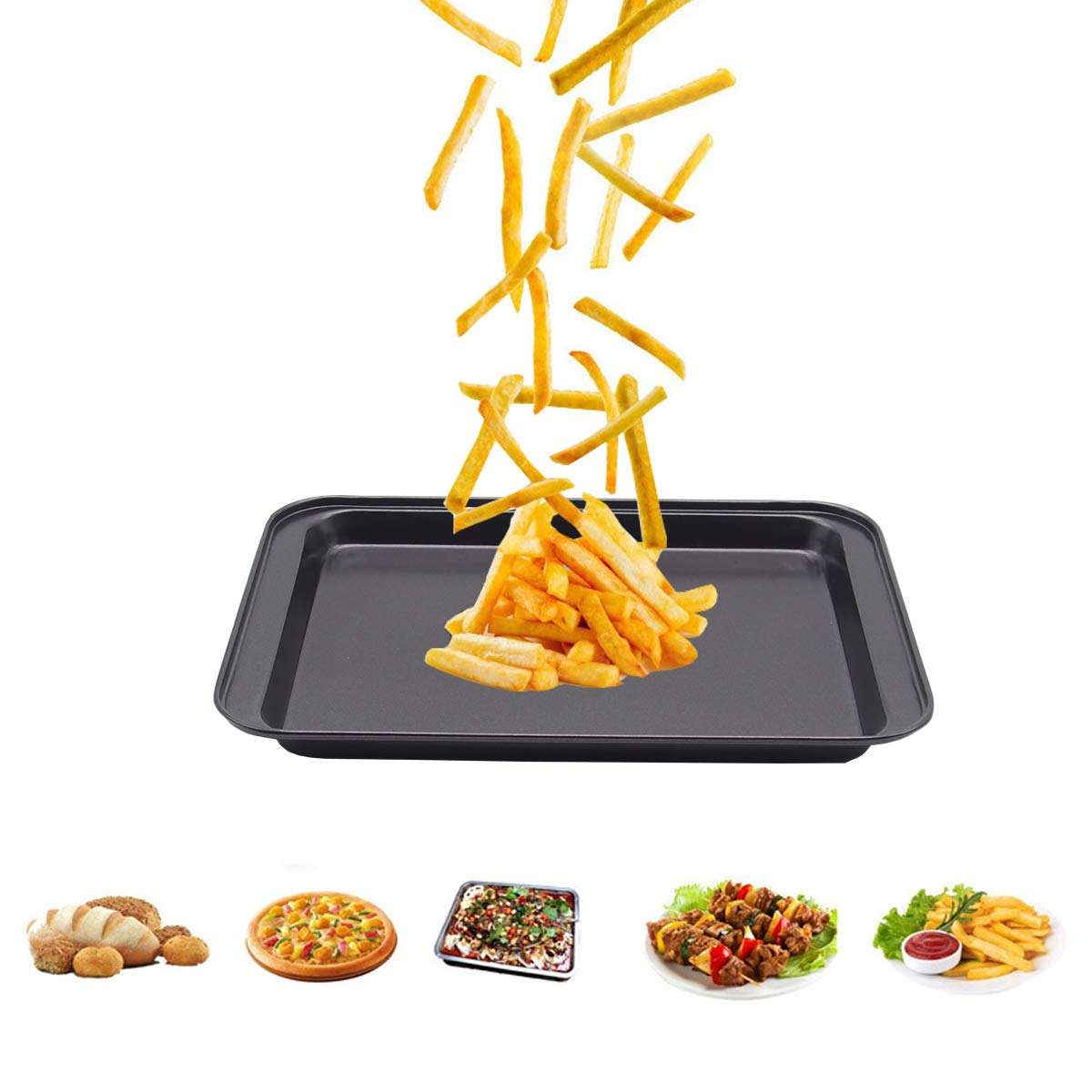 HYTK 2 Small Baking Sheets 9.45 X 7.09 Inch (Inner 7.5x6) Mini Cookie Tray Toaster Conventional Oven Pan Nonstick No Warp Magnetic Bakeware for 1 or 2 Person