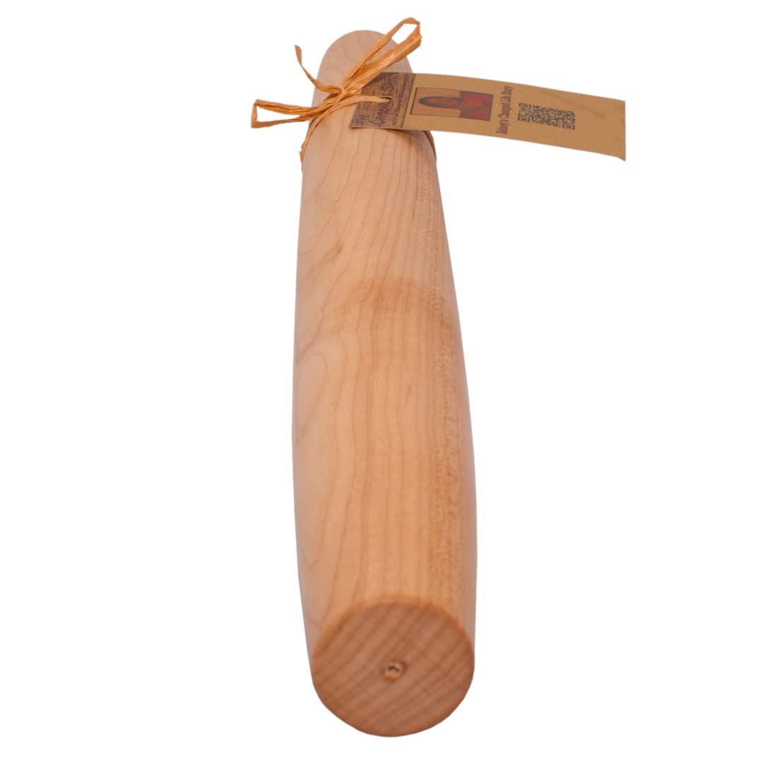 French Rolling Pin Solid Rock Maple Handmade from Adult & Teen Challenge - 20" x 2" - Tapered Handles
