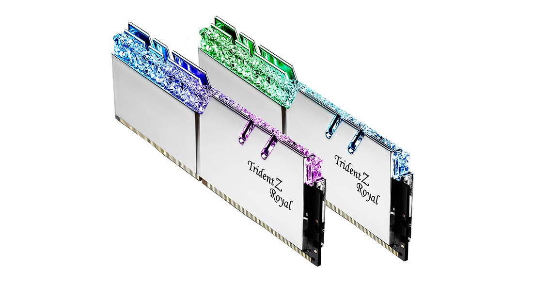 G.SKILL Trident Z Royal Series (Intel XMP) DDR4 RAM 64GB (2x32GB) 3600MT/s CL18-22-22-42 1.35V Desktop Computer Memory UDIMM - Silver (F4-3600C18D-64GTRS)
