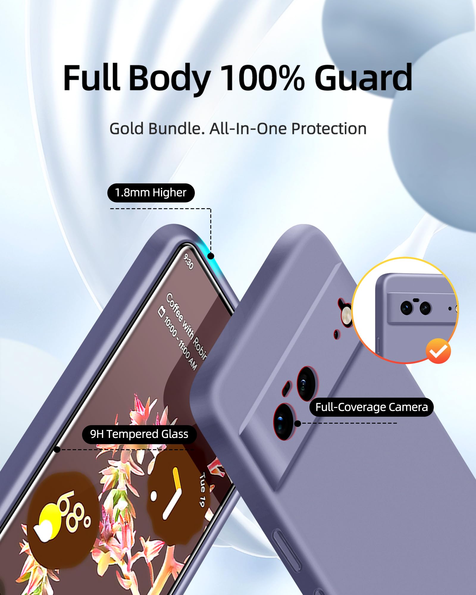 Dssairo 3 in 1 for Google Pixel 6 Case, with 2 Pack Screen Protector, with Full Camera Cover Protection，Liquid Silicone Slim Shockproof Protective Phone Case [Microfiber Lining] (Alpine Green)