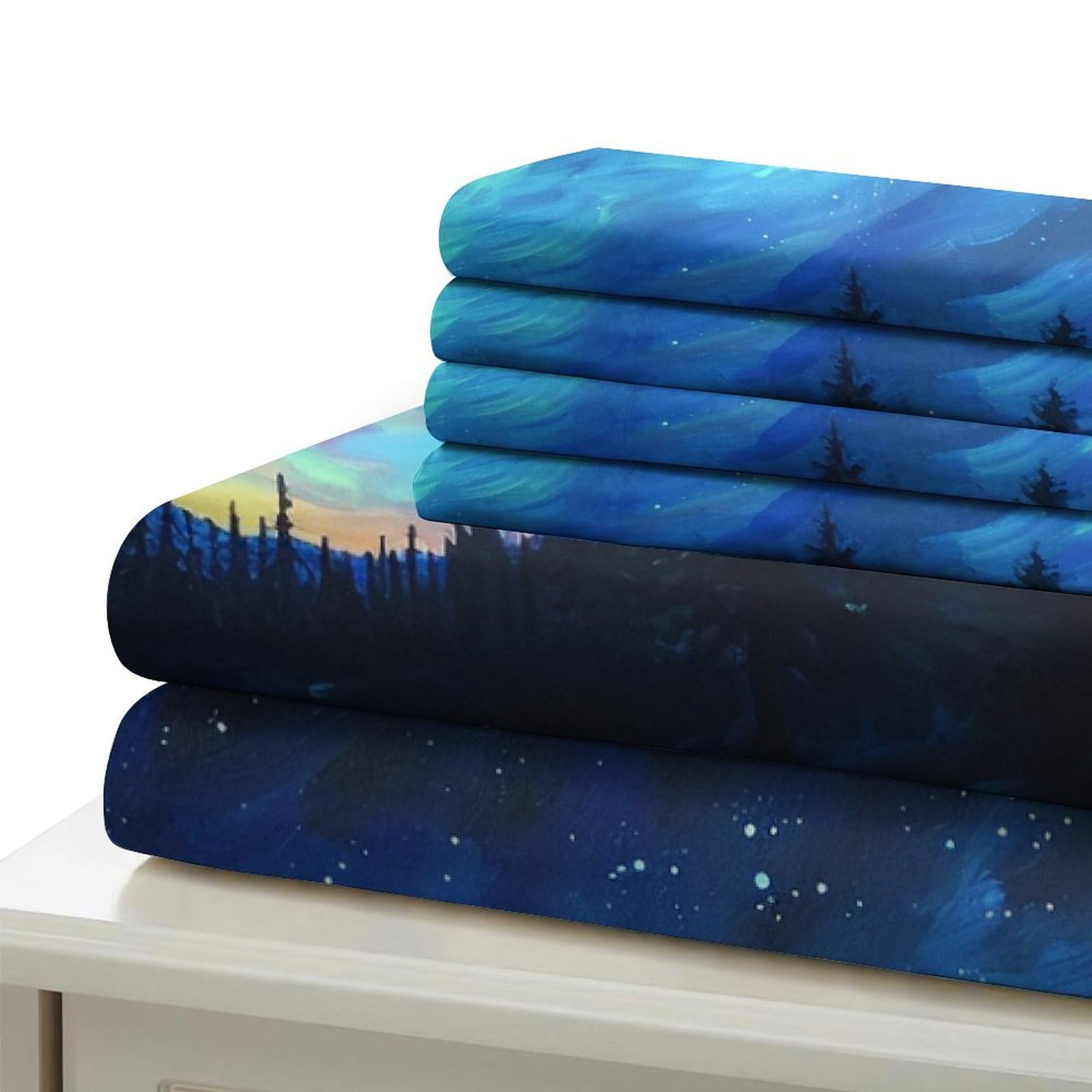 MIMIBEDDING Northern Lights for Boys Girls Comforter Covers 3D Print Blue Quilt Cover Duvet Cover with Pillow Cases Bedding Set Soft Microfiber with Zipper Closure 3 Pieces Queen(228x228cm)