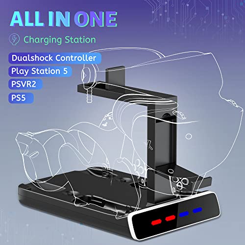 PSVR2 Controller Charging Dock with LED Light, VR Stand Display Your PSVR2, Charging Compatible with PS5 Controller Charger, Playstation VR2 Handle, Charging Cable, Seat Charger