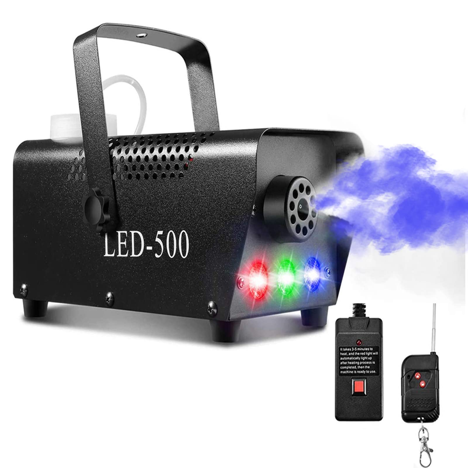 Fog Machine 500W Smoke Machine LED Light with Wireless and Wired Remote Control for Christmas Party Wedding Stage