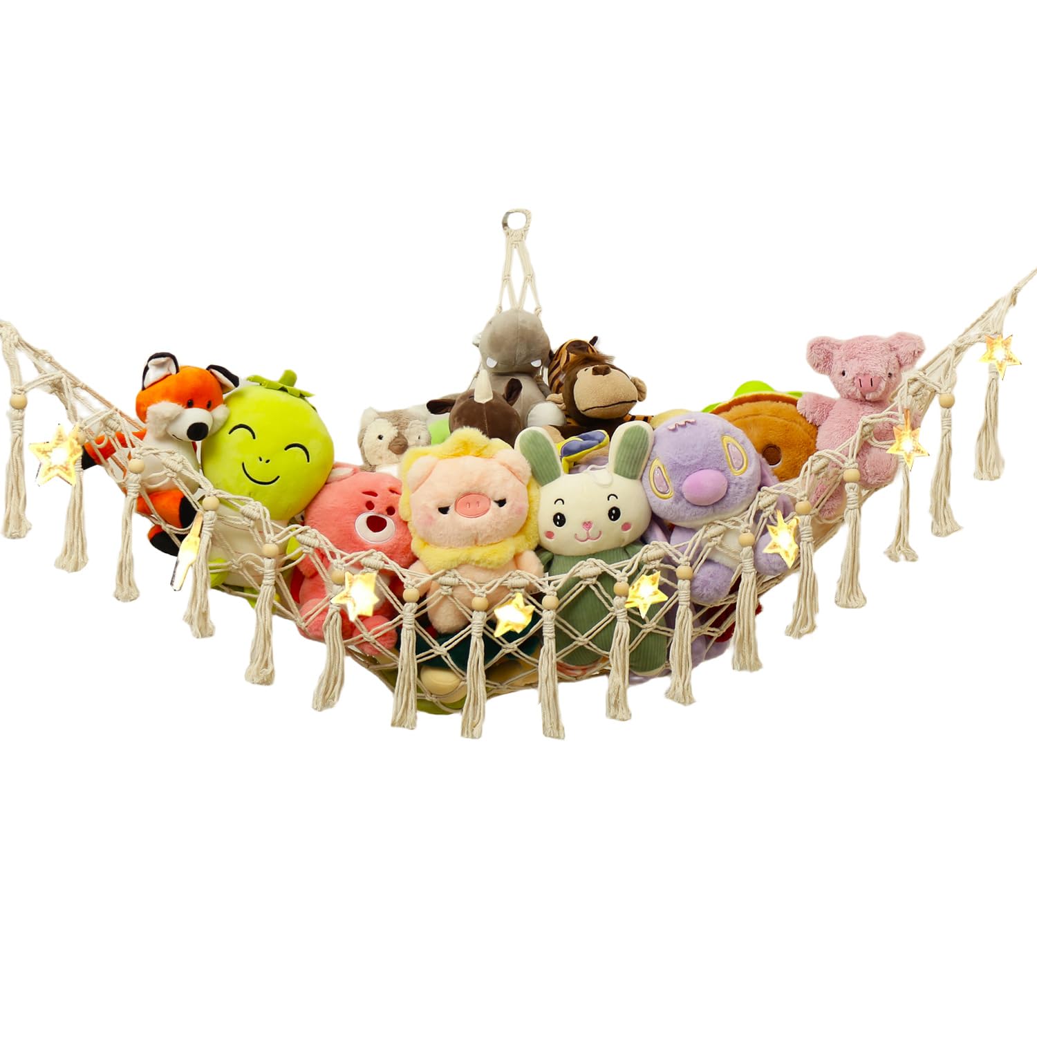 Evbopa Stuffed Animal Net or Hammock Toy Storage with LED Light Hanging Stuffed Animal Storage for Nursery Decor Toy Hammock for Stuffed Animals Toy Organizer