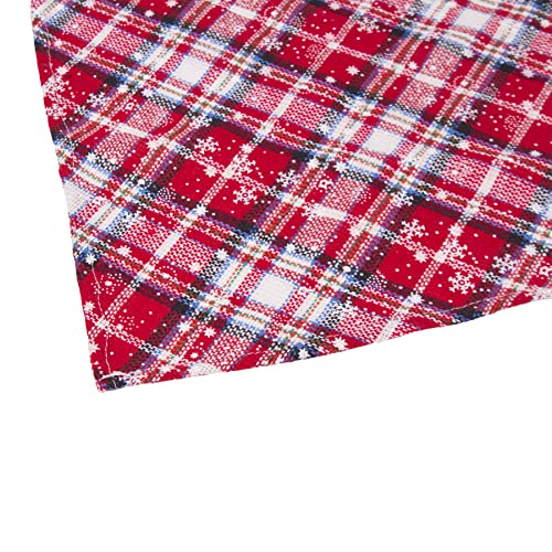 PTDECOR Christmas Dog Bandana Hat Bow, Red Plaid Dog Christmas Hat Scarf Triangle Dog Bibs Kerchief Christmas Bandanas for Small Medium Dogs Pets