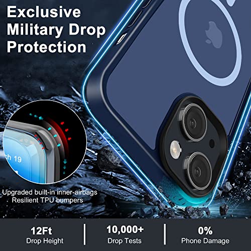 PTz Worlds - Case Compatible with iPhone 14 Plus 6.7β, Translucent Dark Blue, Anti Fingerprint, Anti Scratch, Non Slip, Ultra Slim & Sleek, Shockproof, Military Grade Protection