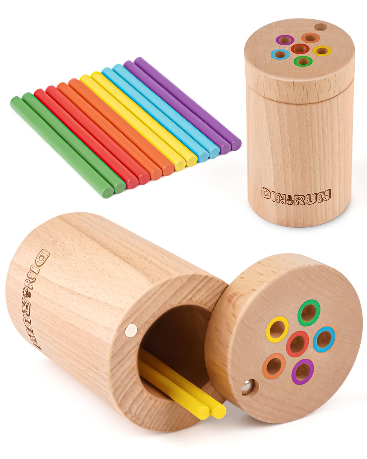 DINORUN Toddler Toys Montessori Toys for 1 2 3 year old, Color Matching Fine Motor Toys for Toddlers 1-3, Sensory Toys, Wooden Educational Toys for 1 Year Old