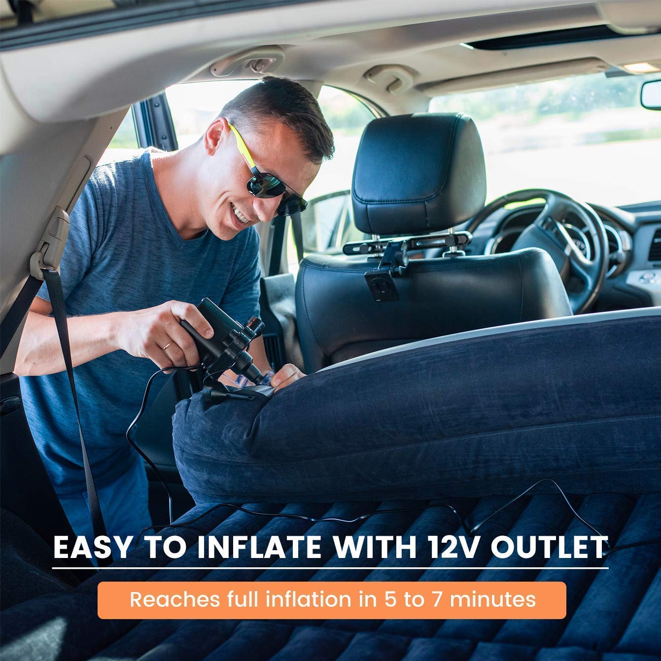 Farasla Inflatable SUV Air Mattress with Inflatable Pillows, Storage Bag, Electric Pump, Repair Kits
