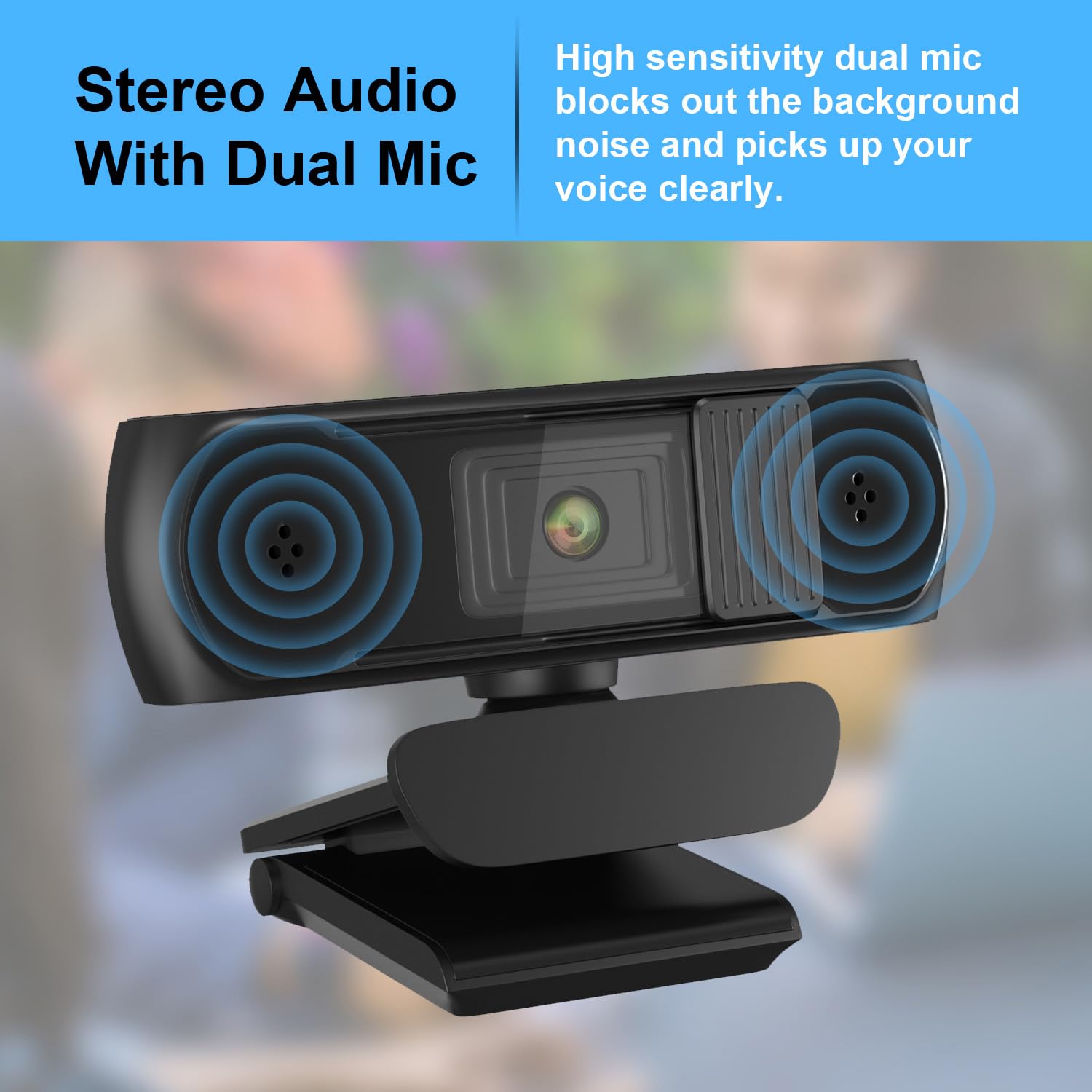 Emonoo HA501 1080P HD Webcam with Microphone, Web Camera with Privacy Cover and Tripod Stand, USB Camera for Computer Plug and Play, 30FPS, for Meetings Video Calls Compatible with Desktop Laptop