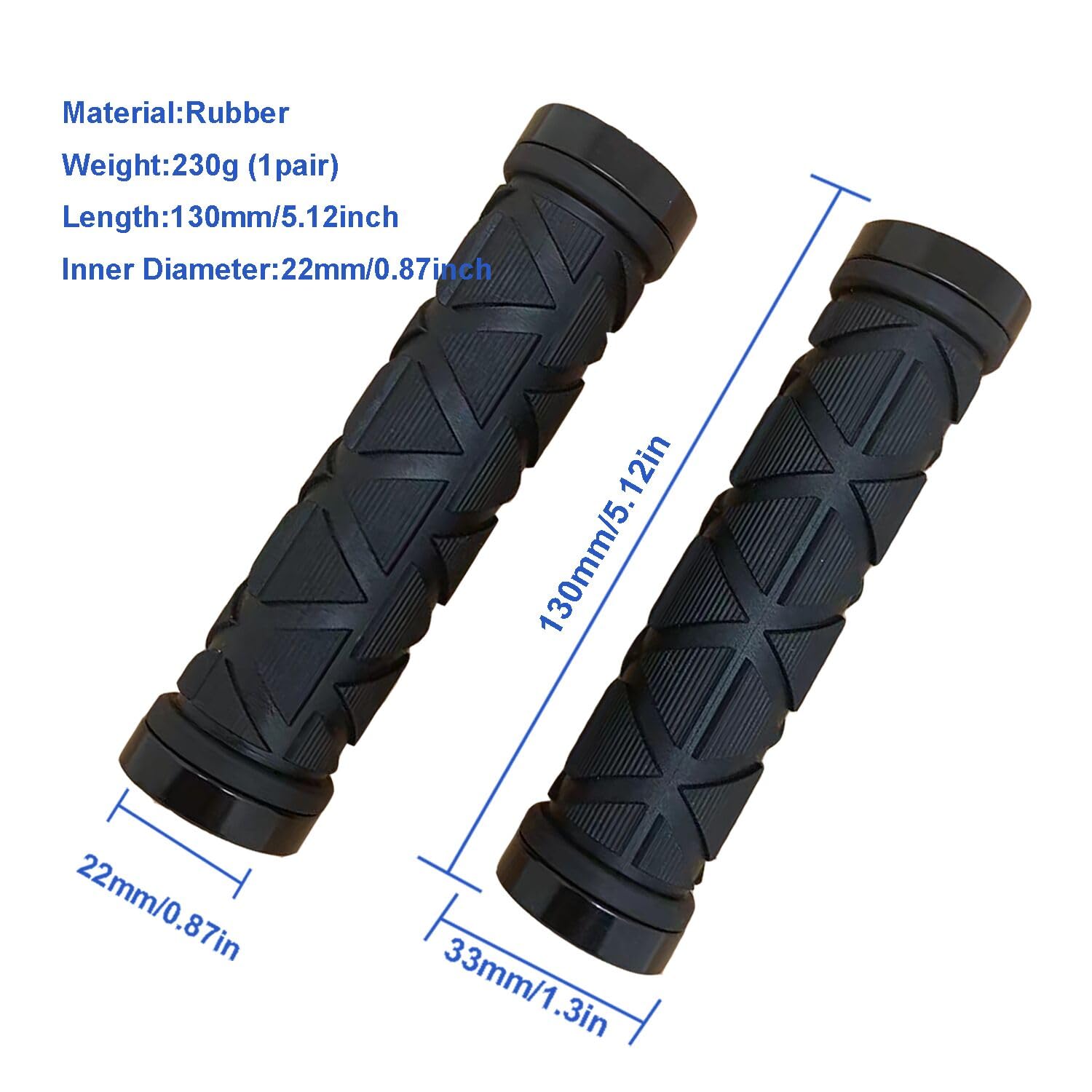 Fanzbike Bike Handlebar Grips, Double Lock-on Bicycle Handle Bar, Soft Non-Slip-Rubber Hand Grip Comfortable Ergonomic for BMX, Mountain, MTB, Beach Cruiser, Scooter, Folding Bike (Double Lock-Black)