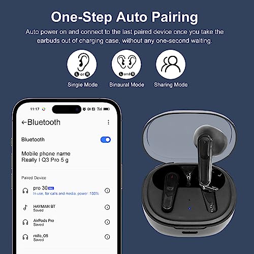 Pro30 TWS Earbuds Bluetooth 5.3 True Wireless Earphones, Built-in Microphone, IPX7 Waterproof, HD Physical Noise Cancellation Earphones with Hi-Fi Sound
