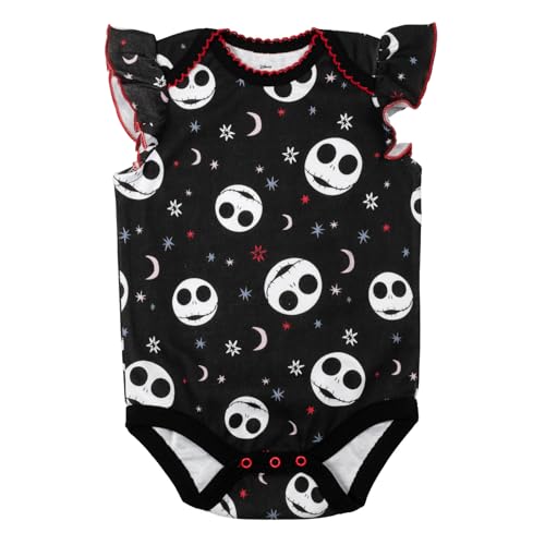 Disney Nightmare Before Christmas Jack Skellington Sally Newborn Baby Girls 5 Pack Cuddly Short Sleeve Baby Bodysuits Multicolor