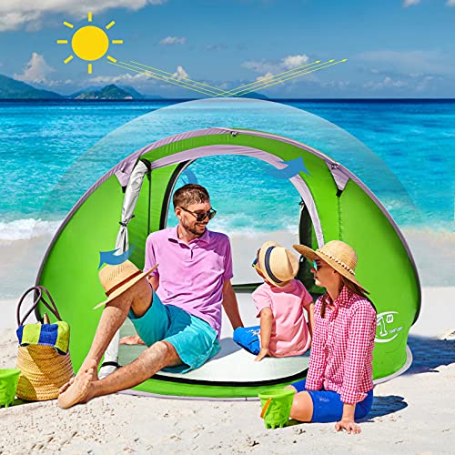 Easy Pop Up Tent 4 Person Waterproof - Pop-Up Camping Tents Automatic Tent Throw Pop Up Instant Flip Pop Tent for Camping,by ZOAMKE(Green)