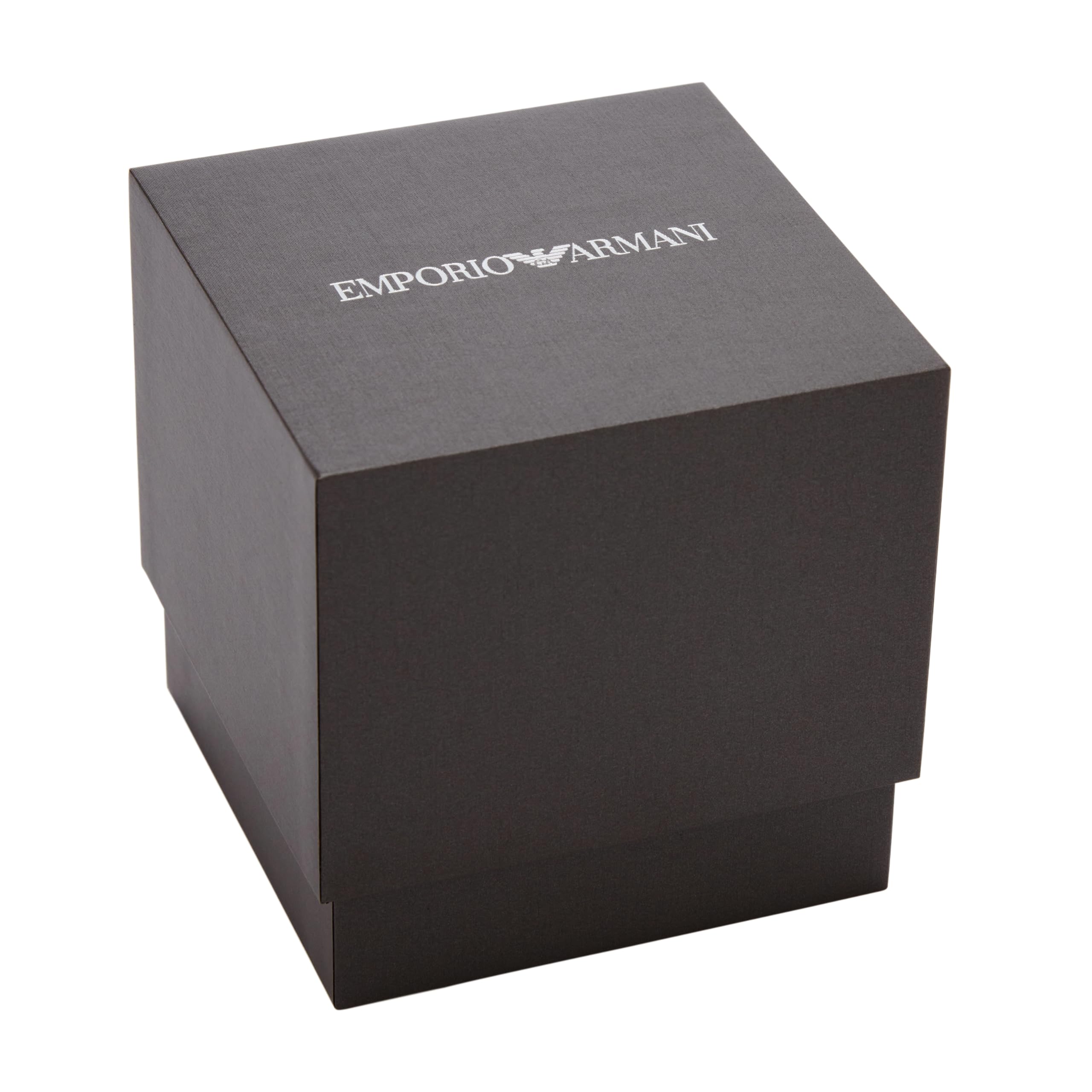 Emporio Armani Men's Three-Hand Silver and Brown Leather Band Watch (Model: AR11173)