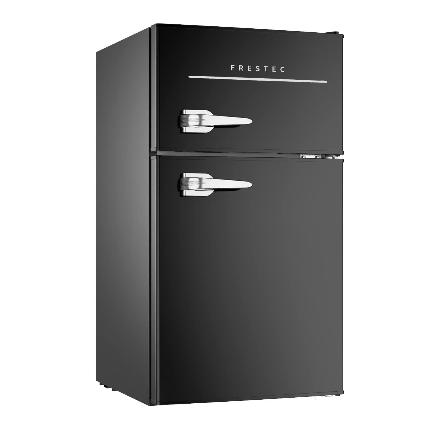 Frestec 3.2 Cu.Ft Mini Fridge with Frezzer,Small Refrigerators,2 Door Compact Refrigerator 37dB Quiet,7-Settings Mechanical Thermostat for Bedroom, Dorm, Office, Apartment (Black with Handle)