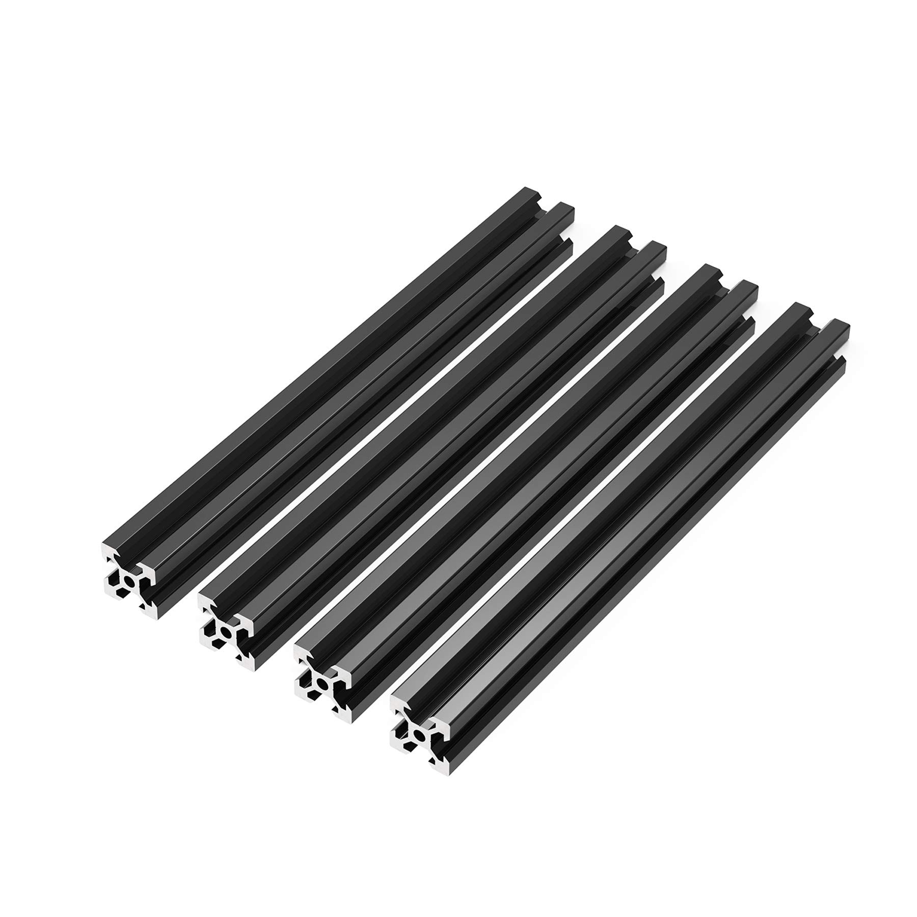 FEYRINX 4PCS 2020 V Type Aluminum Profile 400mm European Standard Linear Rail Anodized Black Extrusion Frame for 3D Printer