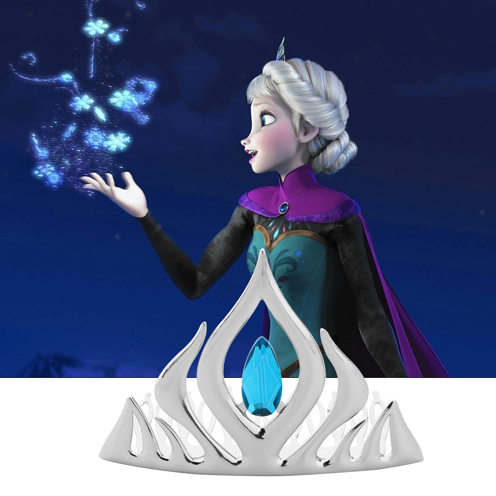 FAADBUK Frozen Elsa Tiara Coronation Crown Hairpin Frozen Coronation Crown Gifts Frozen Elsa Lover Gift (Silver-Crown)
