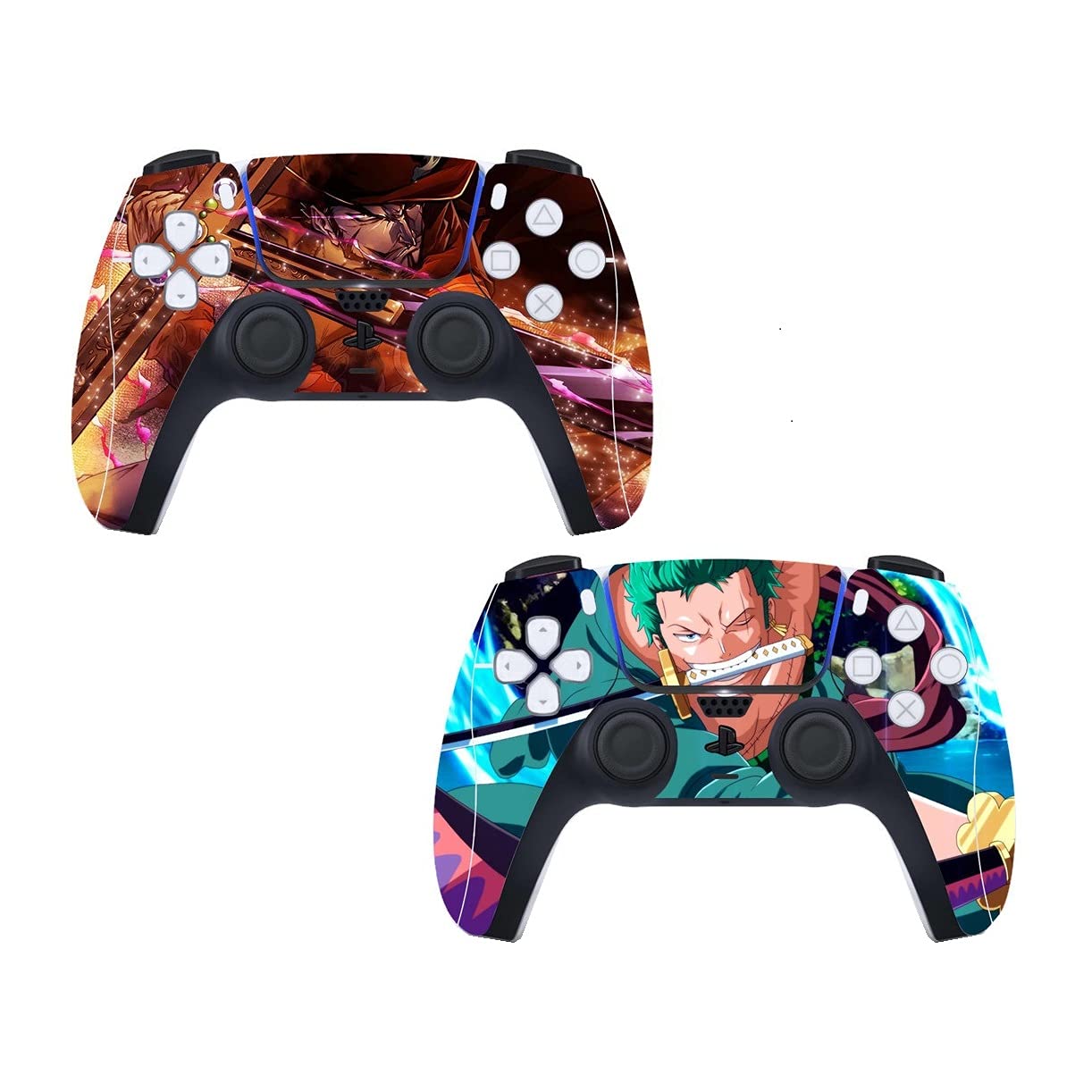 EBTY DREAMS Inc. - Set of 2 One Piec OP Dracule Mihawk, Roronoa Zoro Vinyl Skin Sticker Decal Protector for PlayStation 5 (PS5) Controllers