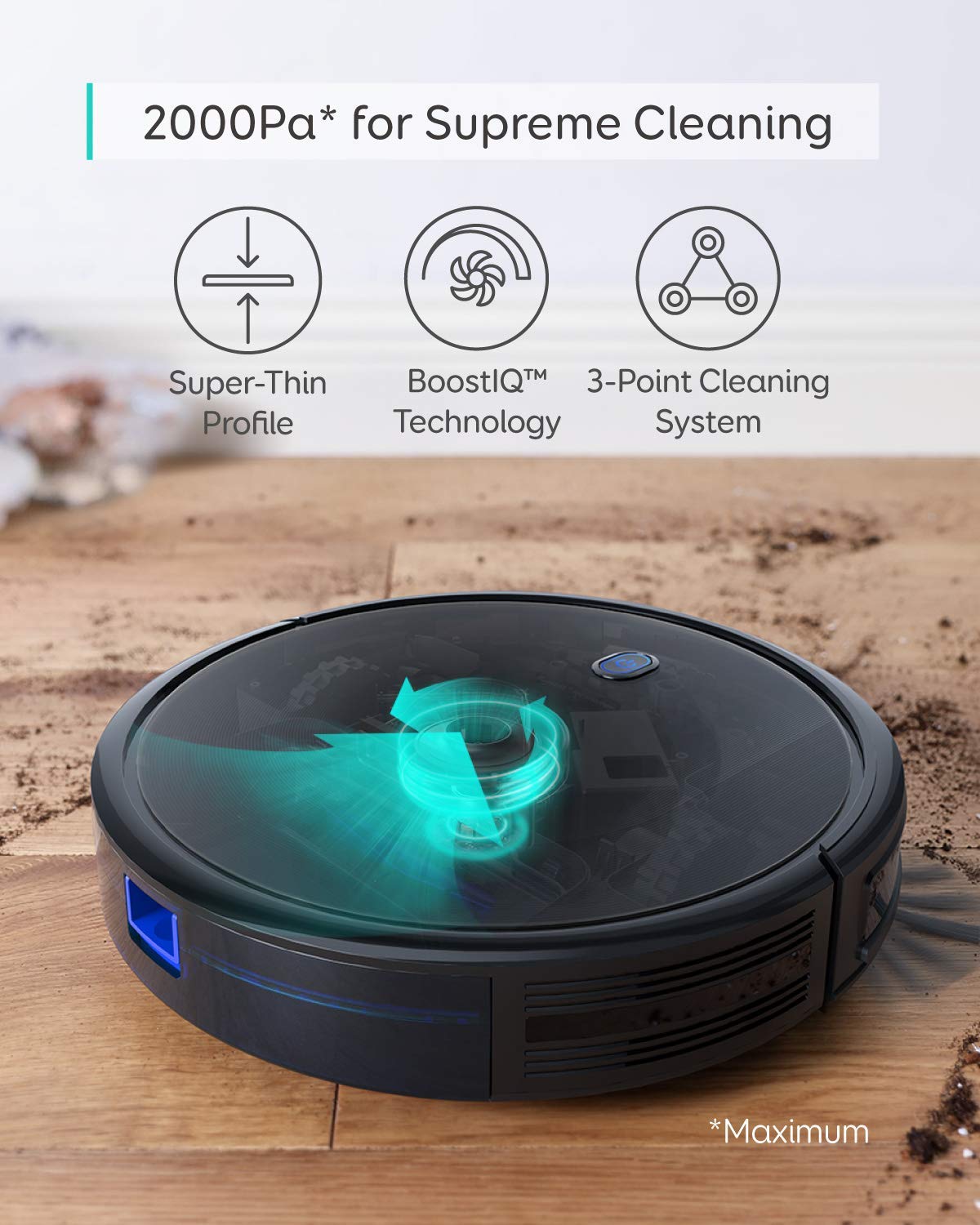 eufy BoostIQ RoboVac 11S MAX, Robot Vacuum Cleaner, Super-Thin,Powerful Suction, Quiet, Self-Charging Robotic Vacuum Cleaner, Cleans Hard Floors to Medium-Pile Carpets, White (Renewed)