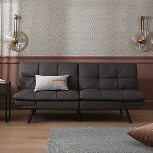 ERYE 3-in-1 Upholstered Napping Futon Sofa Loveseat Convertible Sleeper Couch Bed,Adjustable Both Side 2-Seaters Sofa&Couch Cushions Love Seat Daybed for Home Apartment Office Small Space Living Room