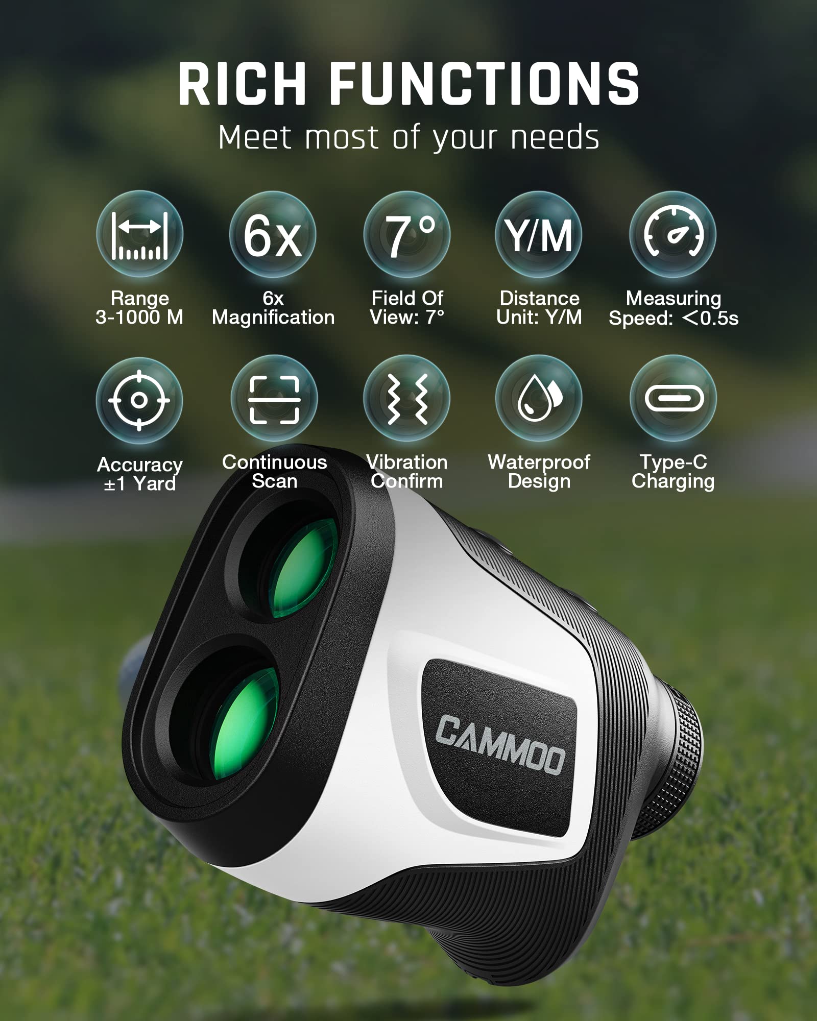 Golf Hunting Rangefinder + 12x42 HD Binoculars Green