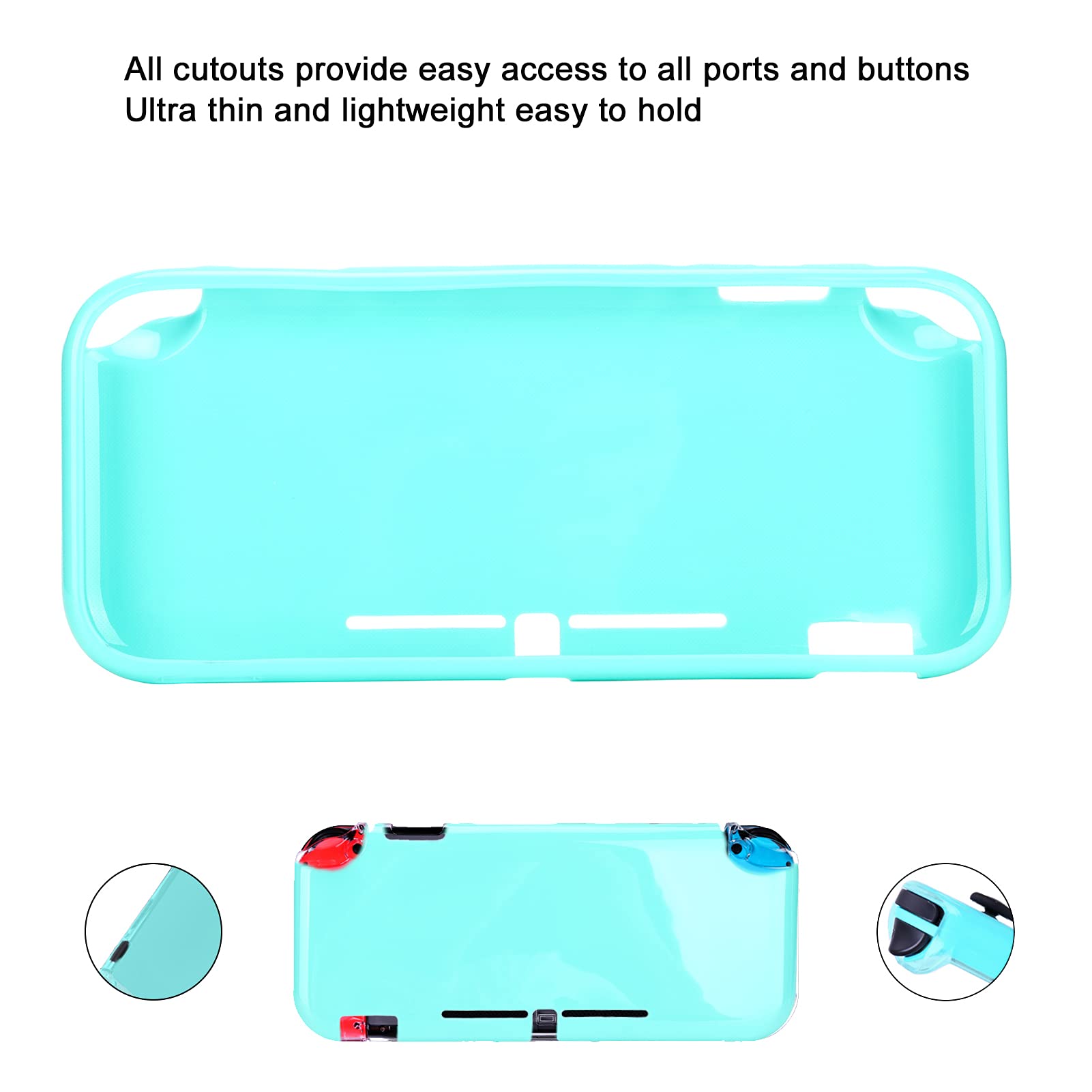 Entatial TPU, Game Console Wear Resistant Comprehensive Protection Comfortable Portable Half Packed Precise Cutou for Switch Lite(Turquoise)