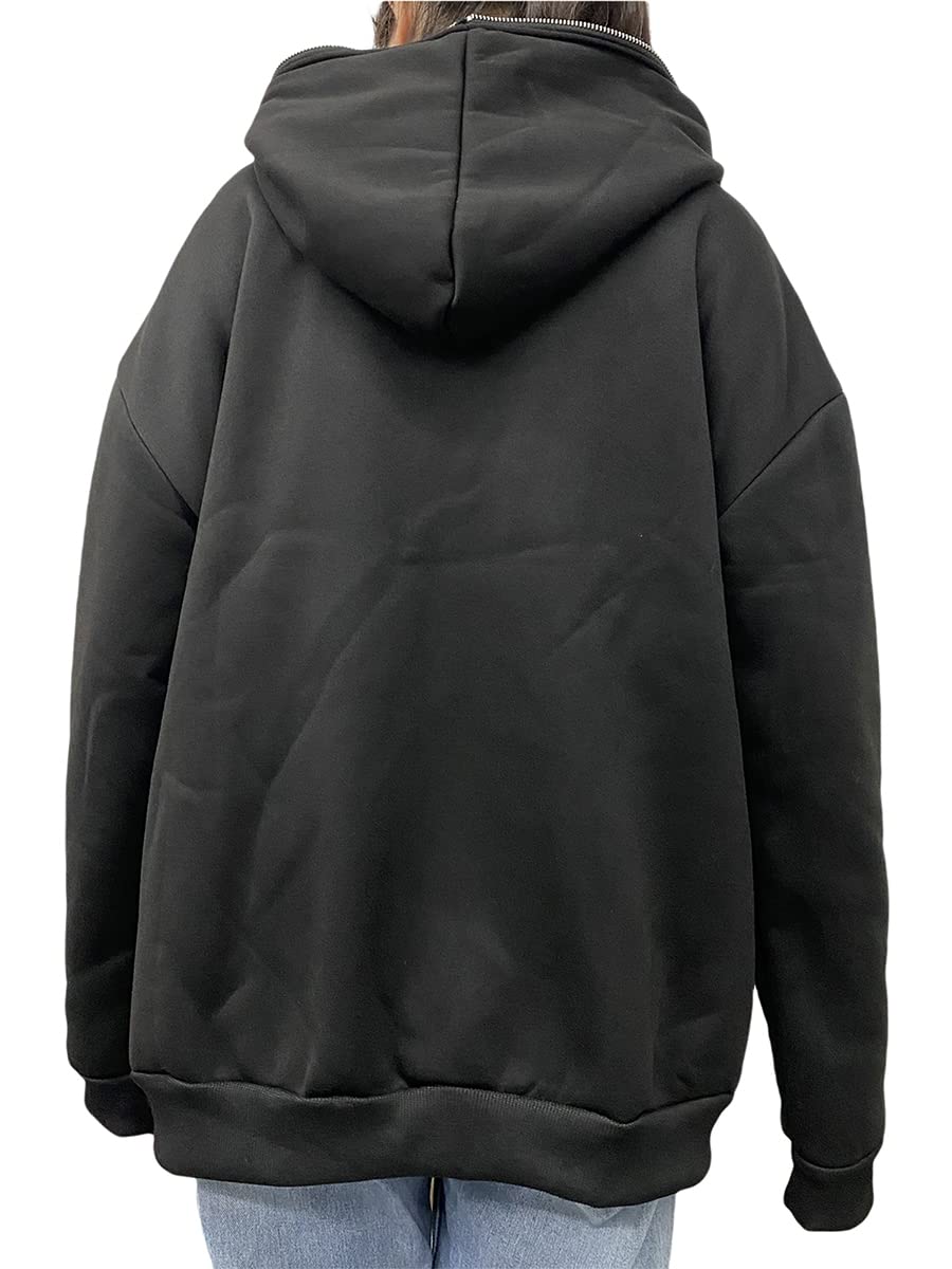 Faretumiya Women Men Rhinestone Hoodie Y2k Graphic Zip Up Unisex Sweatshirt Sparekly Oversized Pullover Jacket Streetwear(black two,Medium)