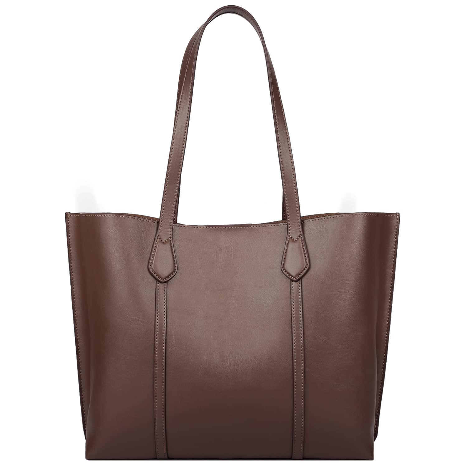 FOXLOVER Genuine Leather Tote Purses for Women, Ladies Fashion Shoulder Tote Handbag (Brown)