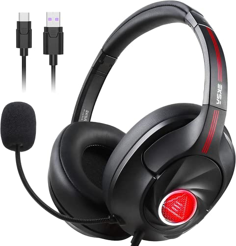 EKSA Ultralight USB Gaming Headset, Computer Headphones with AI Intelligent Noise Cancelling Microphone, 7.1 Surround Sound, Wired Headset for PC, PS4, PS5, Switch, Computer, Laptop