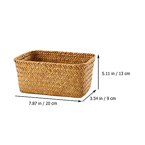 PATKAW Closet Organizers Seagrass Storage Baskets Water Hyacinth Storage Baskets Straw Seaweed Basket Handwoven Rattan Storage Basket Clothes Items Rectangular L Rattan Basket