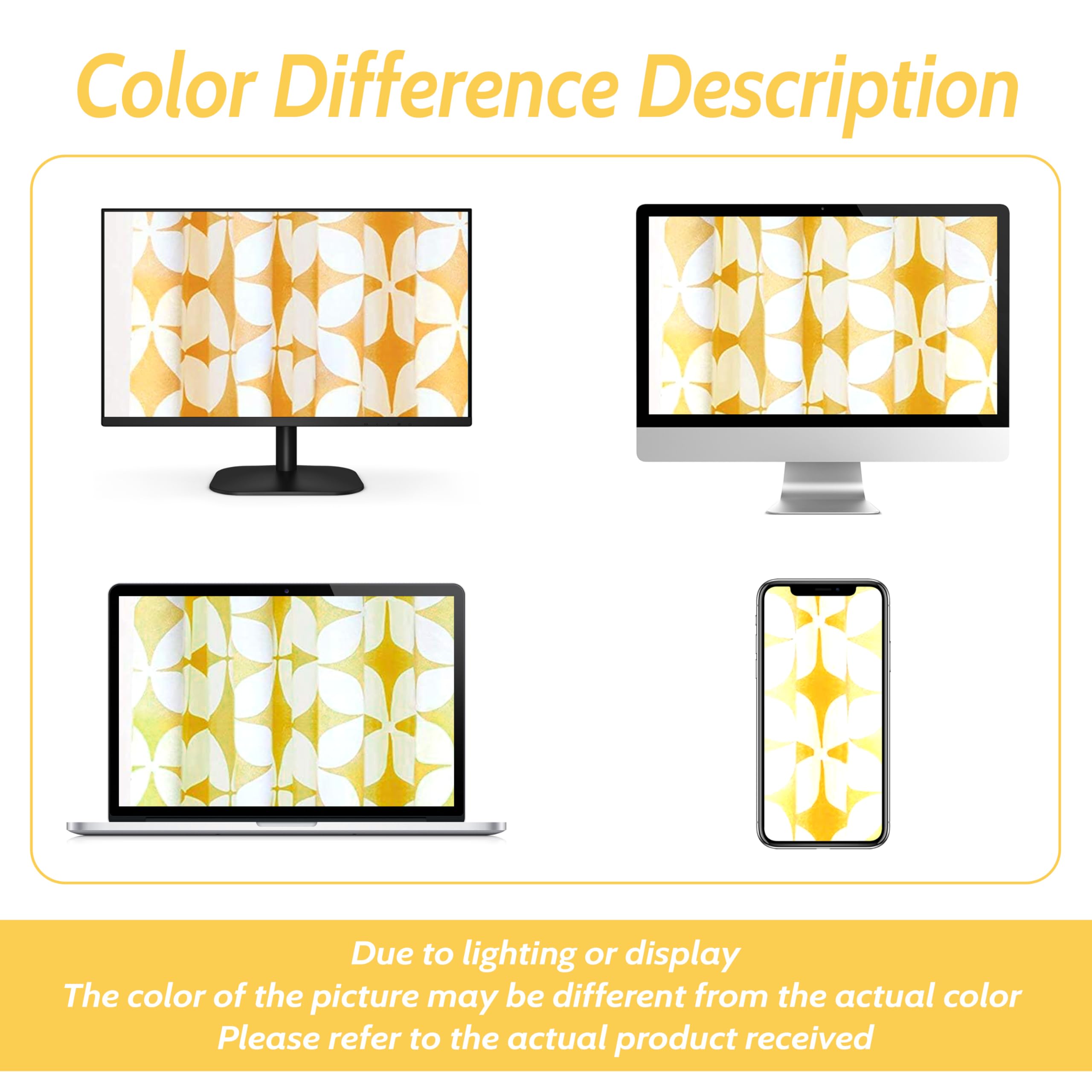 DriftAway Amelia Retro Geo Pattern Round Circle Star Print Blackout Valance Rod Pocket Curtain Single 52 Inch by 18 Inch Plus 2 Inch Header Yellow