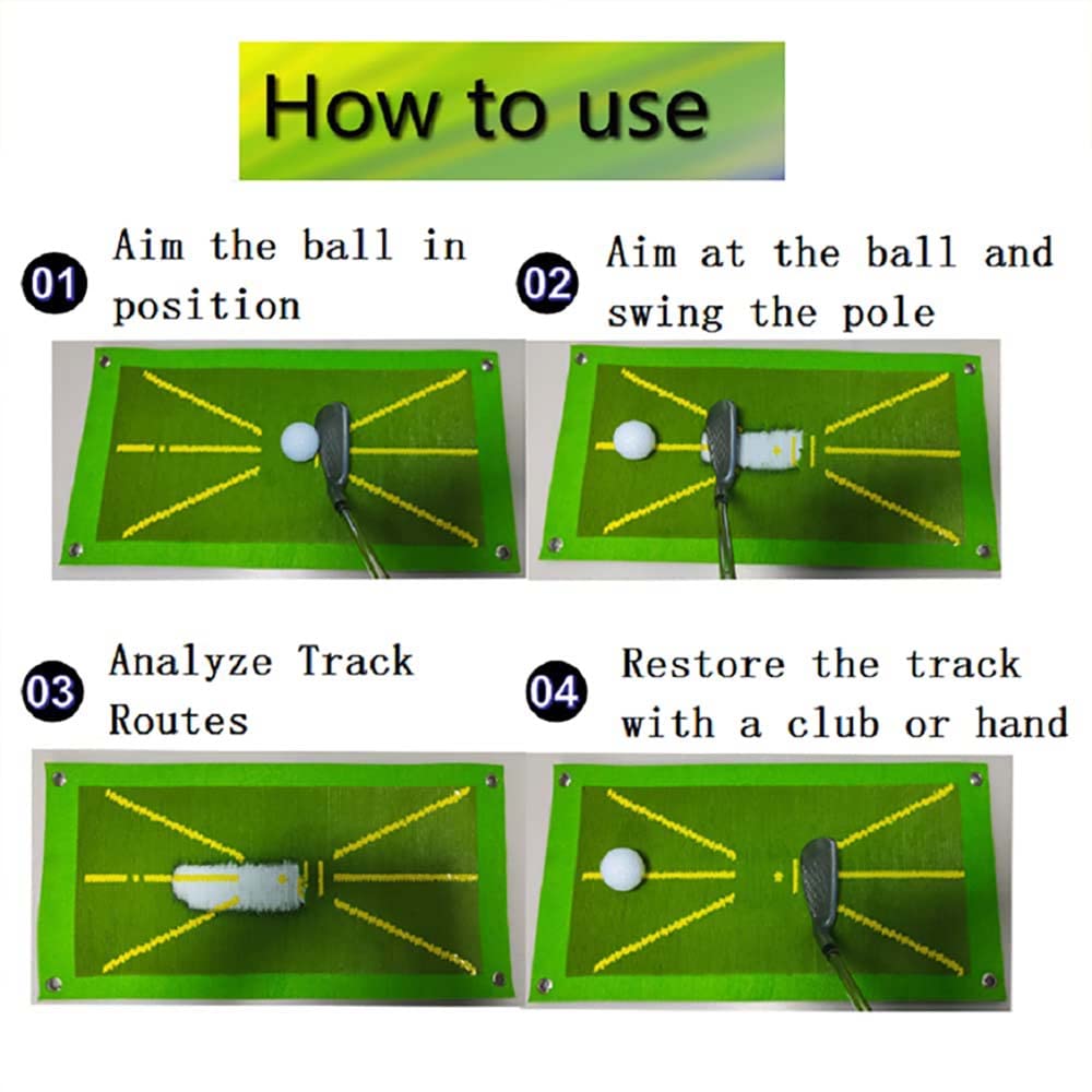 Golf Mat Kit, Golf Training Mat for Swing Detection, Golf Hitting Mat for Path Feedback, Golf Practice Mats That Shows Swing Path, Golf Swing Trainer, Golf Training Aid for The Best Hit Analysis