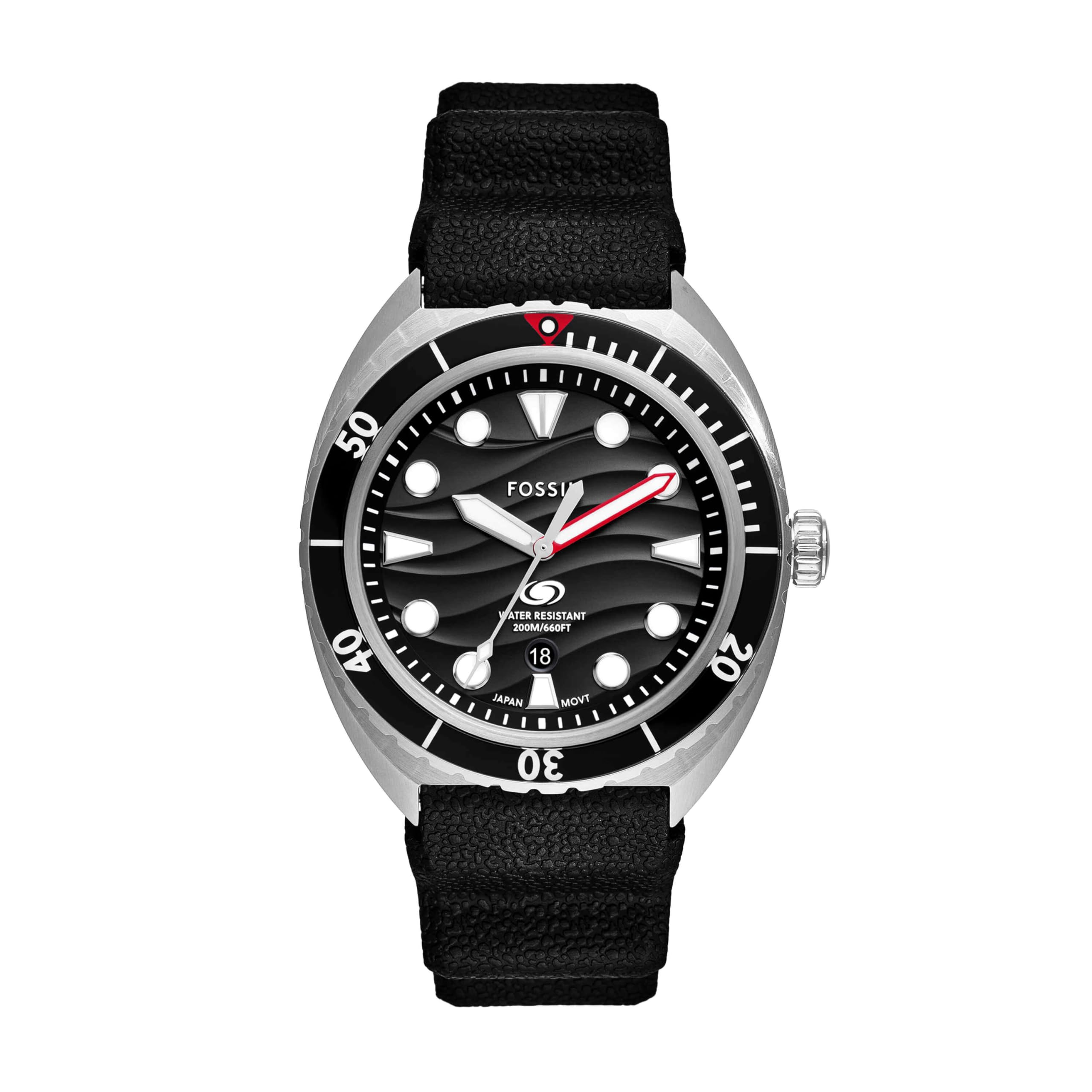 Fossil Men's Fossil Blue Quartz Stainless Steel and Leather Three-Hand Watch, Color: Silver, Brown (Model: FS5961)