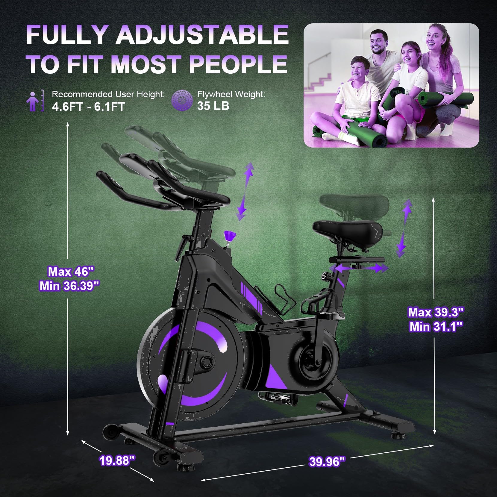 Dripex Magnetic Resistance Indoor Exercise Bike (2022 Upgraded Version), Studio Quality, 35 LBS Flywheel Weight, Weight Capacity 330 LBS, LCD Monitor, Pulse Sensor, Water Bottle Holder (Blue)