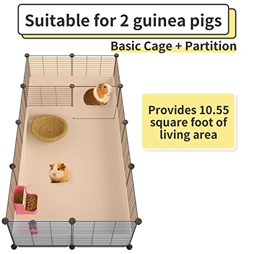Oneluck Large Guinea Pig Cages 10.54 Square feet Habitats for 2 Pets,Indoor DIY Accessories,with Waterproof Plastic Bottom,Playpen for Small Pet Bunny, Turtle, Hamster,Hedgehog