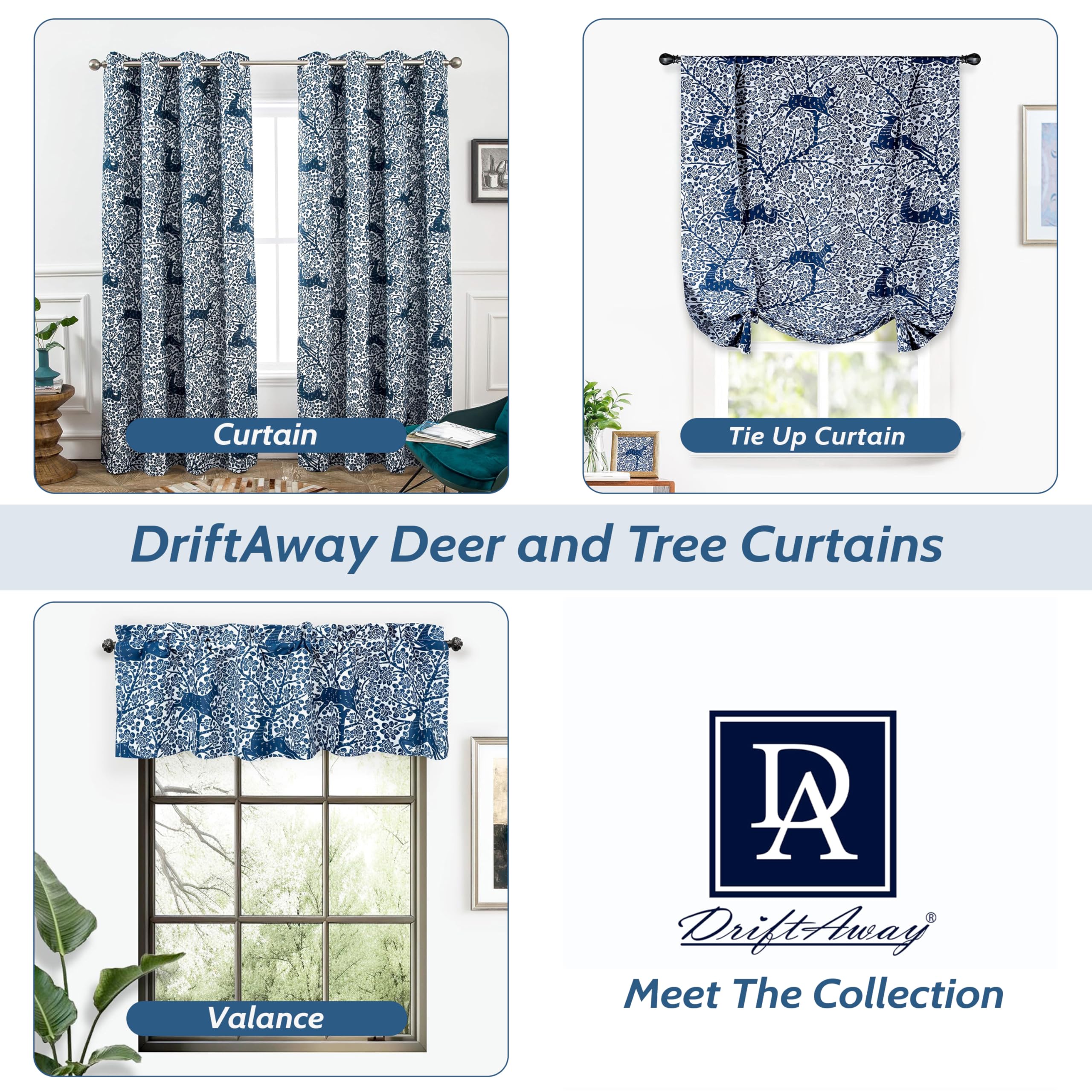 DriftAway Forest Jungle Curtains for Bedroom 84 Inch Room Darkening Blackout Lined Thermal Window Drapes Deer Fawn Flower Pattern Grommet 2 Panels