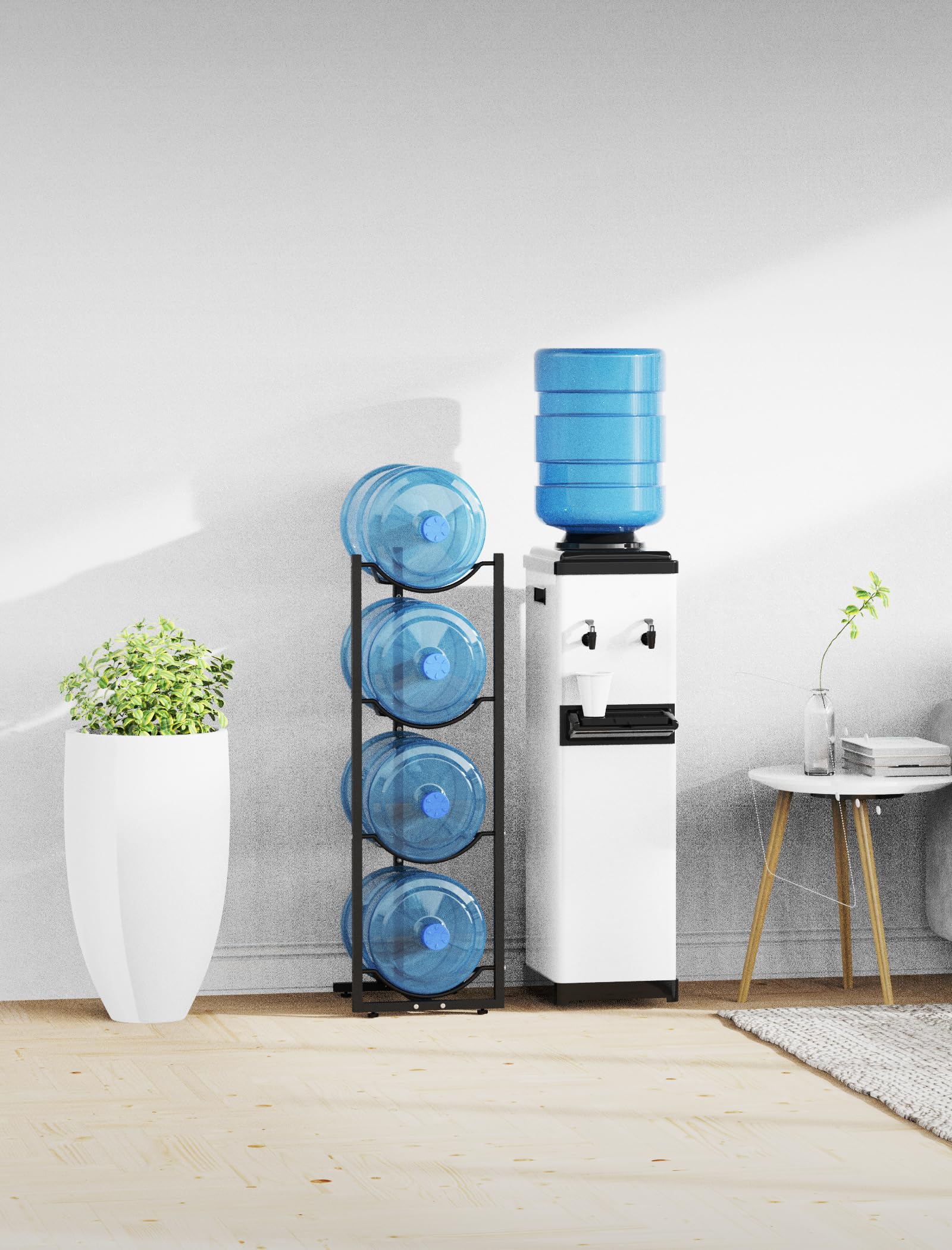 MYLOLF 3&5 Gallon Water Jug Holder: 3 4 5 6 Tier Storage 5 Gallon Coller Water Bottle Rack - 5 Gal Stackage Container Organizer Stand for Home Kitchen Garage（4 Tier）