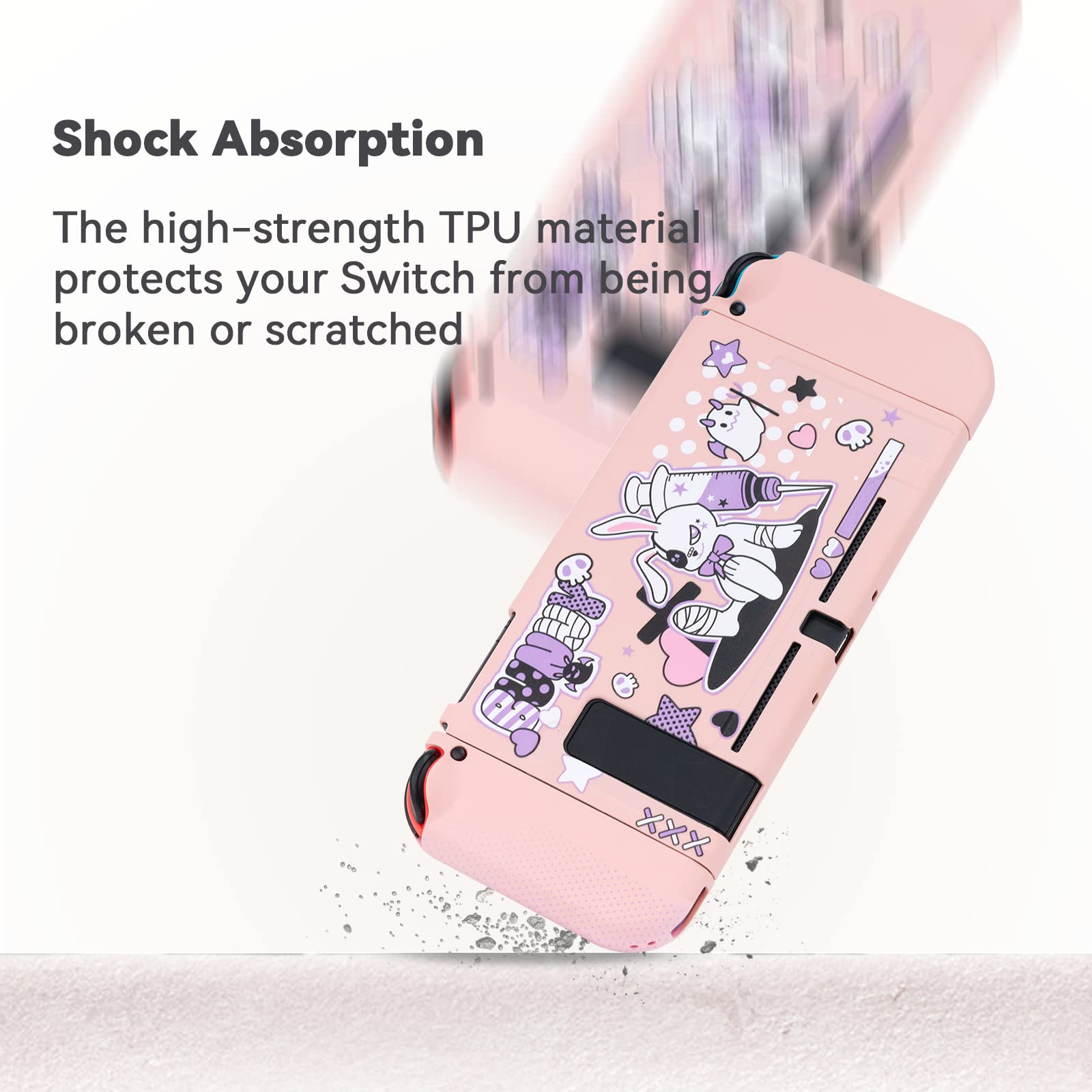 GeekShare Protective Case for Switch, Soft TPU Slim Case Cover Compatible with Nintendo Switch Console and Joy-Con (Bandage Rabbit)