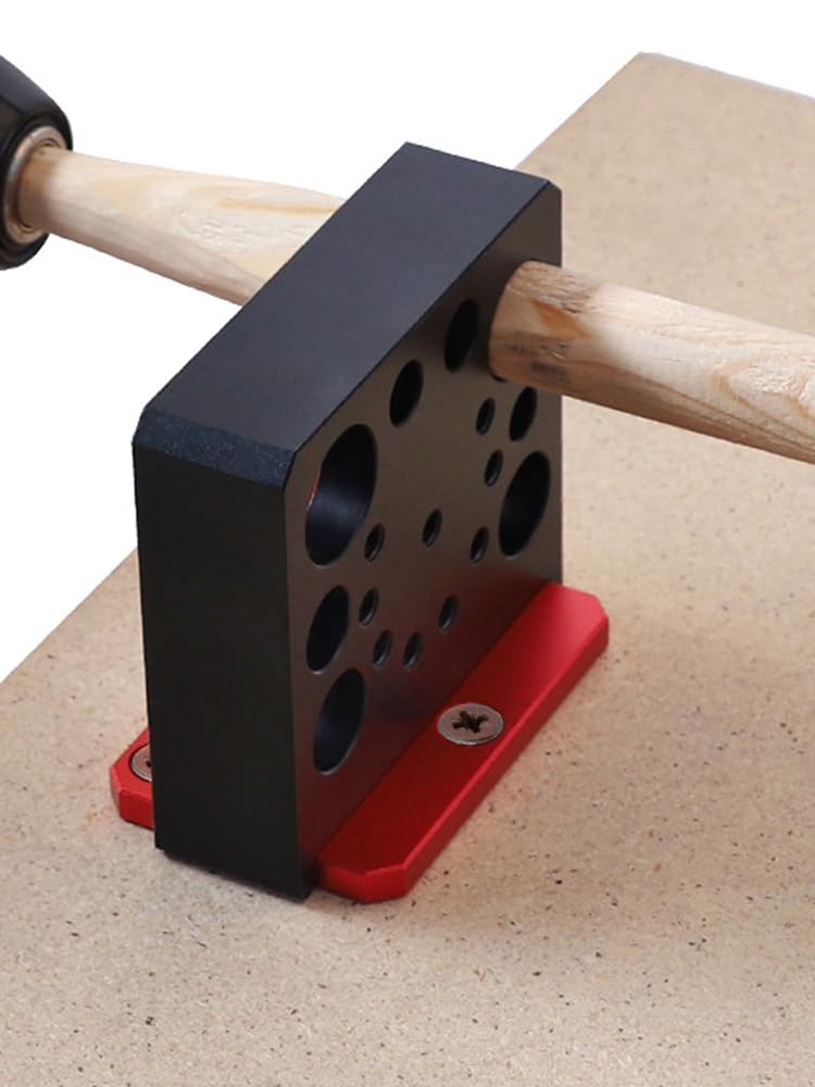 esidianzi 6Pcs Dowel Maker Jig Kit Metric 8mm to 20mm Adjustable Dowel Maker with Carbide Blade Electric Drill Milling Dowel Round Rod Auxiliary Tool for Wooden Rods Sticks Woodworking(Black red)