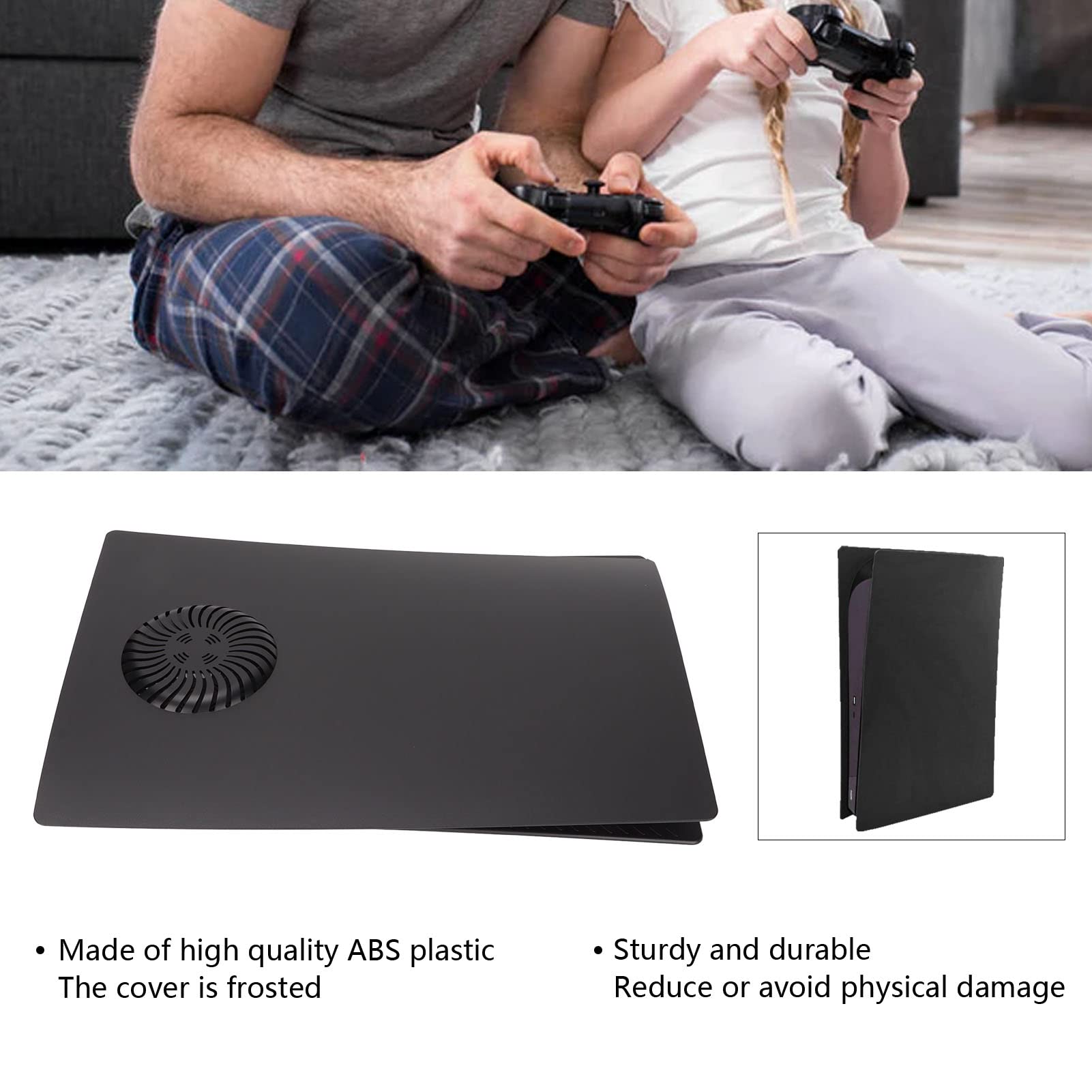 Faceplate Shell Cover, Scratch Proof ABS Heat Dissipation Matte Black Digital Edition Side Cover Shell Replaceable Dustproof with Thermovent for PS5