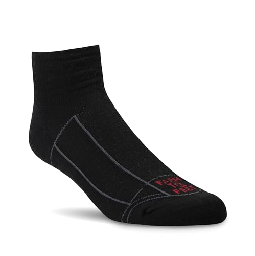 Farm to Feet Men's Greensboro Lightweight 1/4 Crew Socks, Black/Black, Large (8562)