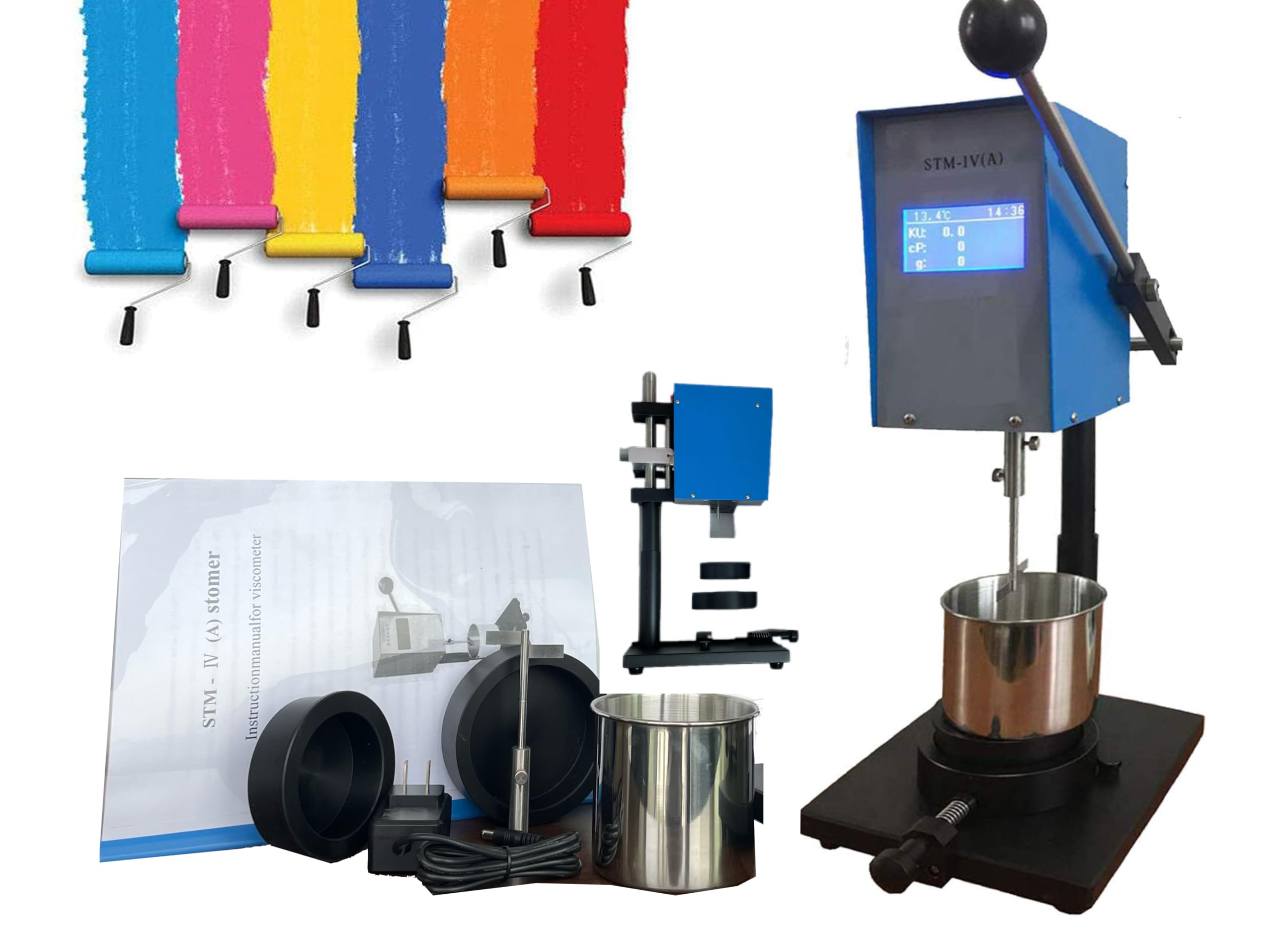 VTSYIQI Stormer Viscometer Viscosity Meter Tester Digital rotational viscometer Rotary visometer with LCD Large Screen KU Unit 40.2 to 141.0KU Accuracy 2.00% for Paint Viscosity Testing