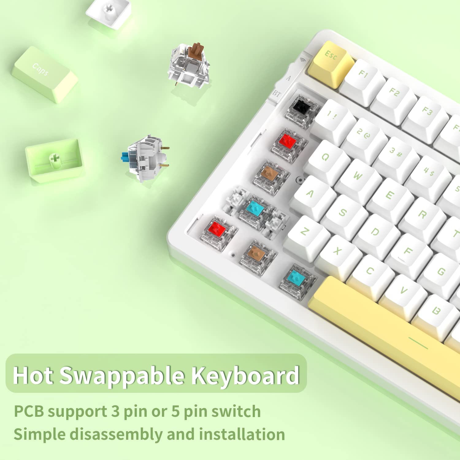 NACODEX AK992 99 Key Hot Swappable RGB Custom Gaming Keyboard | 4000mAh Bluetooth /2.4G /Wired PC Gaming Custom Keyboard with Volume Knob | OEM PBT Keycaps (Blue Switch)