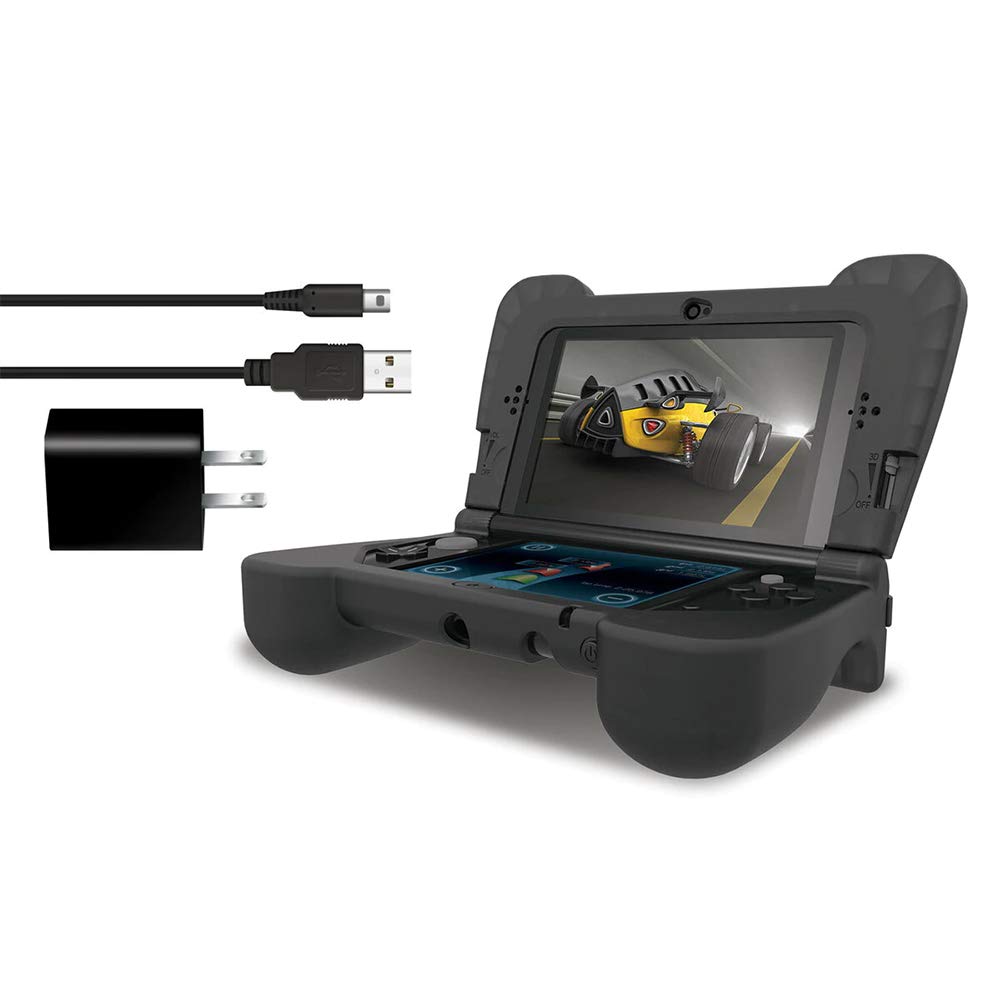 dreamGEAR Power Play Kit Accessories: Compatible with Nintendo NEW 3DS XL, 3-In-1 Bundle, Soft Comfort Grip Case, Charging Cable, AC Adapter, Black