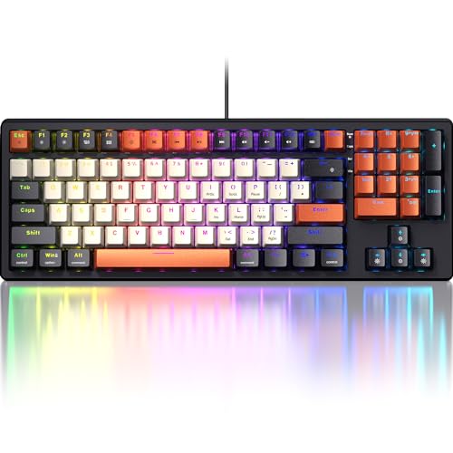 Mechanical Keyboard with Number Pad, Upgraded RGB Wired 85% Compact Keyboard with Gasket Structure, Hot Swappable Red Switch Mechanical Gaming Keyboard /Programmable /93 Keys for Windows Mac PC Laptop