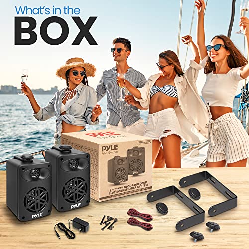 PyleUsa Bluetooth Indoor Outdoor Speakers Pair - 200 Watt Dual Waterproof 3.5β 2-Way Full Range Speaker System w/ 1/2β High Compliance Polymer Tweeter - Home, Boat, Patio, Poolside - PDWRBT36BK,Black