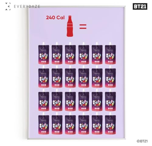 EVERYDAZE BT21 Essential C’s Collagen + Vitamin C Konjac Jelly | Vegan, 10 Calories, 0 Sugar | Lychee | 10 Packs | Healthy Diet Pouch Drinkable Snack Drink, Weight Management
