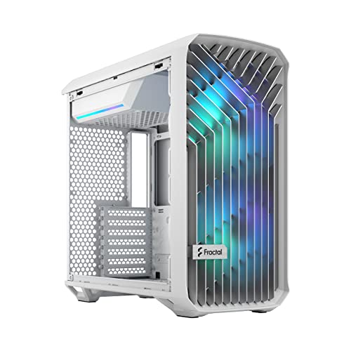 Fractal Design Torrent Compact RGB White - Clear Tint Tempered Glass Side Panel - Open Grille for Maximum air Intake - Two 180mm RGB PWM Fans Included - Type C - ATX Airflow Mid Tower PC Gaming Case