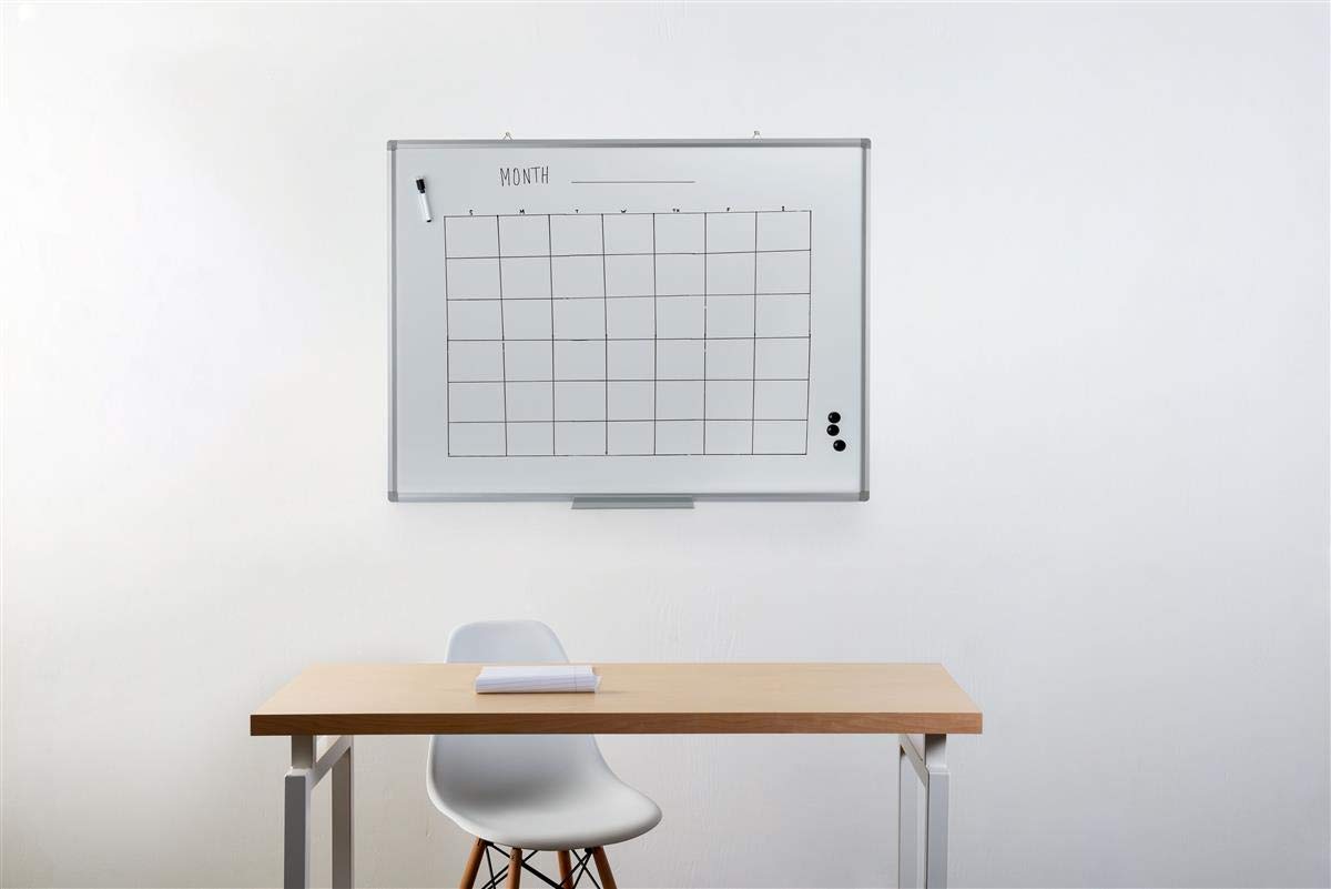 Displays2go 48" x 36" Wall Dry Erase Board with Magnetic Surface β White (WHBWAL4836)